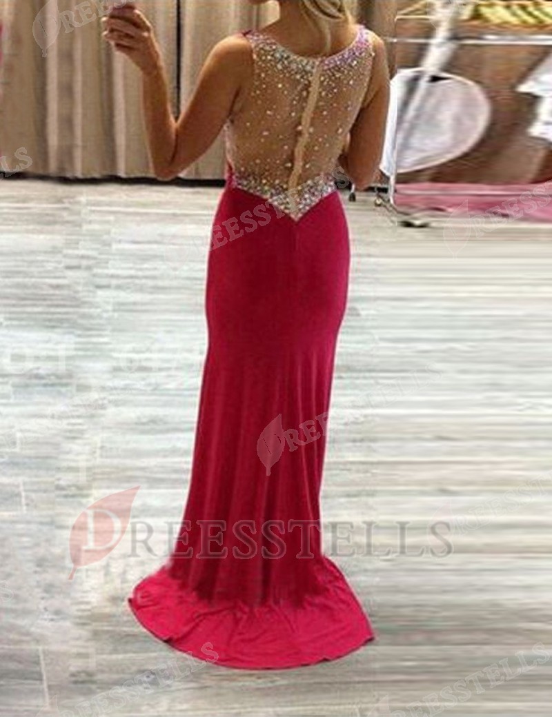 Sexy Prom Dresses,v Neck Prom Dresses,rose Pink Prom Dresses,illusion ...